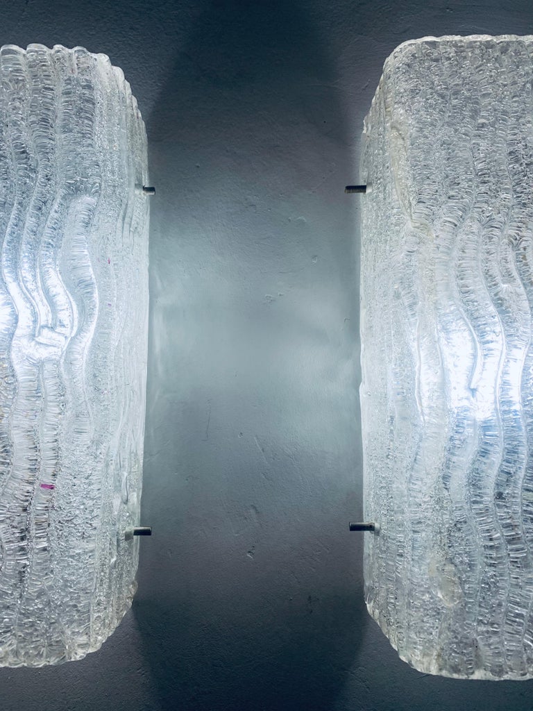 Pair of Large Austrian 1960s J.T. Kalmar for Kalmar Lighting Glass Wall ...