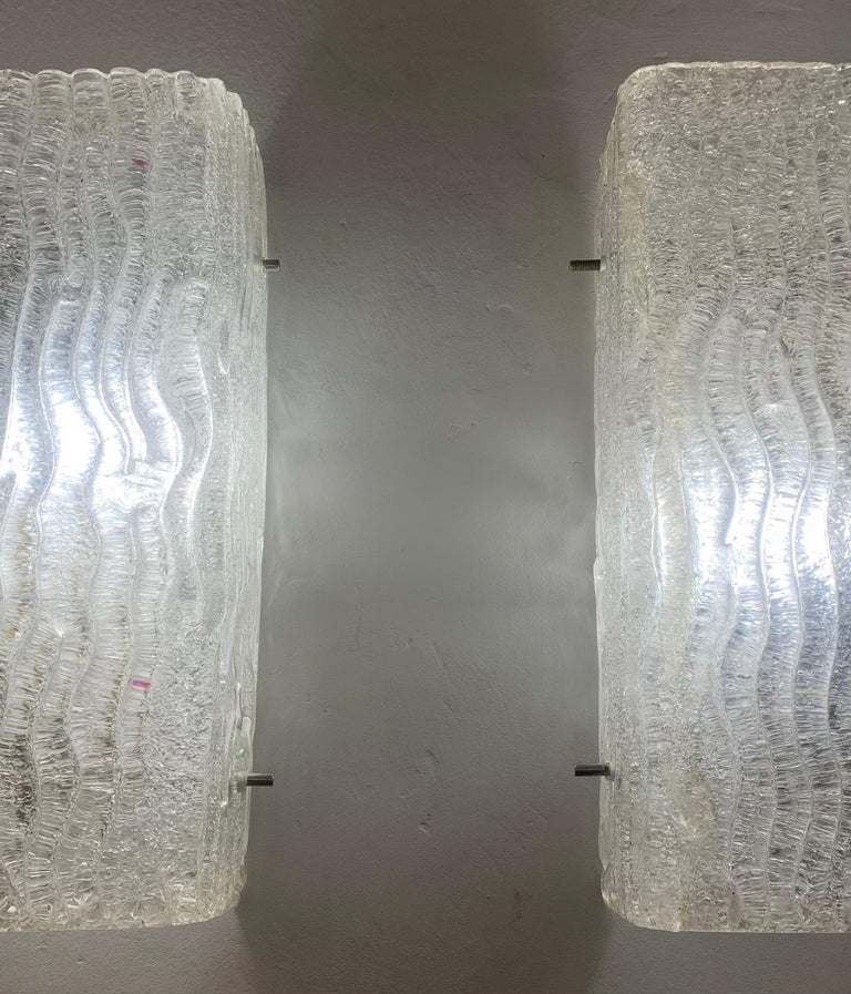 Pair of Large Austrian 1960s J.T. Kalmar for Kalmar Lighting Glass Wall ...