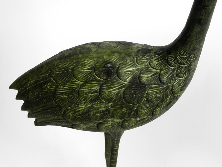 Pair of Large Beautiful 1970s Decorative Cranes in Oxidized Brass For ...