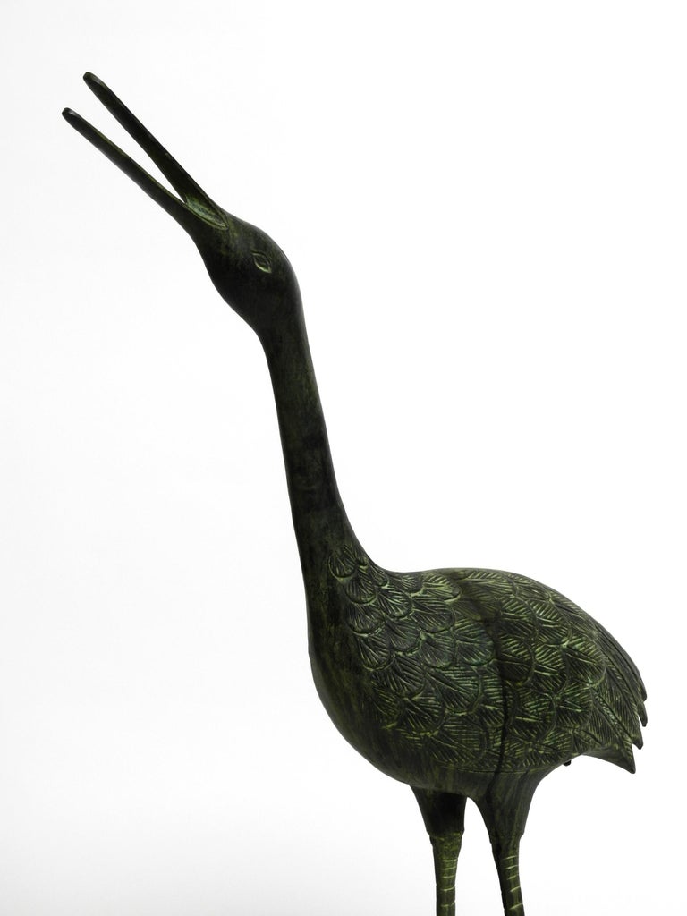 Pair of Large Beautiful 1970s Decorative Cranes in Oxidized Brass For ...