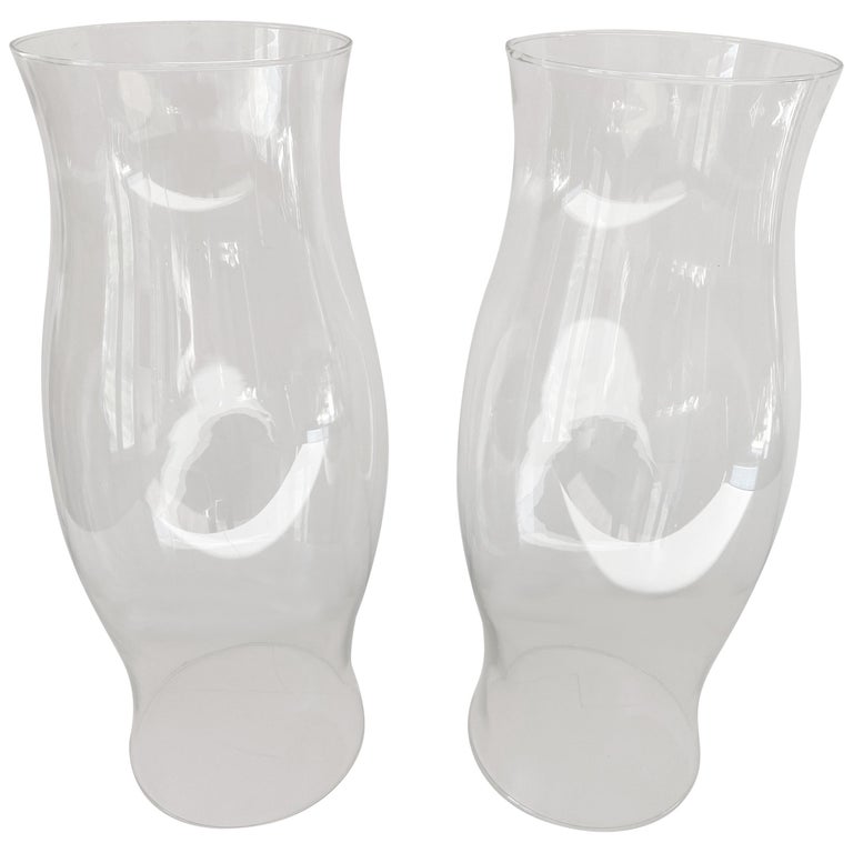 Pair of Large Blown Glass Hurricanes For Sale at 1stDibs