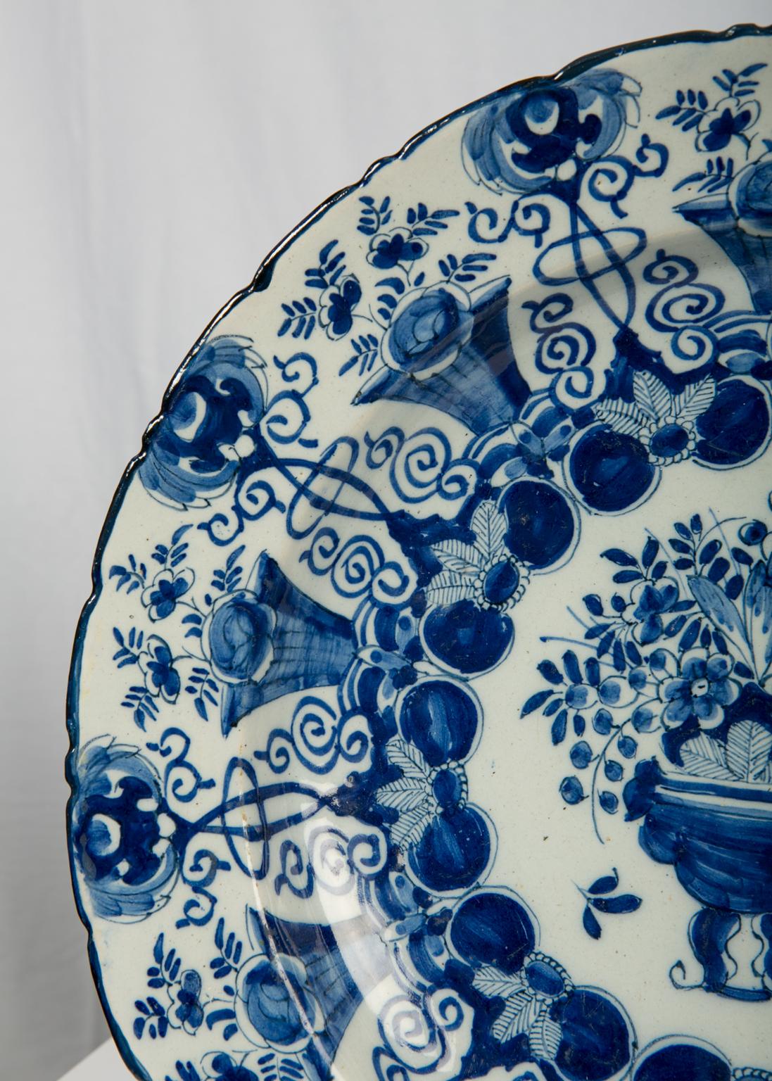 Pair of Large Blue and White Delft Chargers Made circa 1780 at 1stDibs