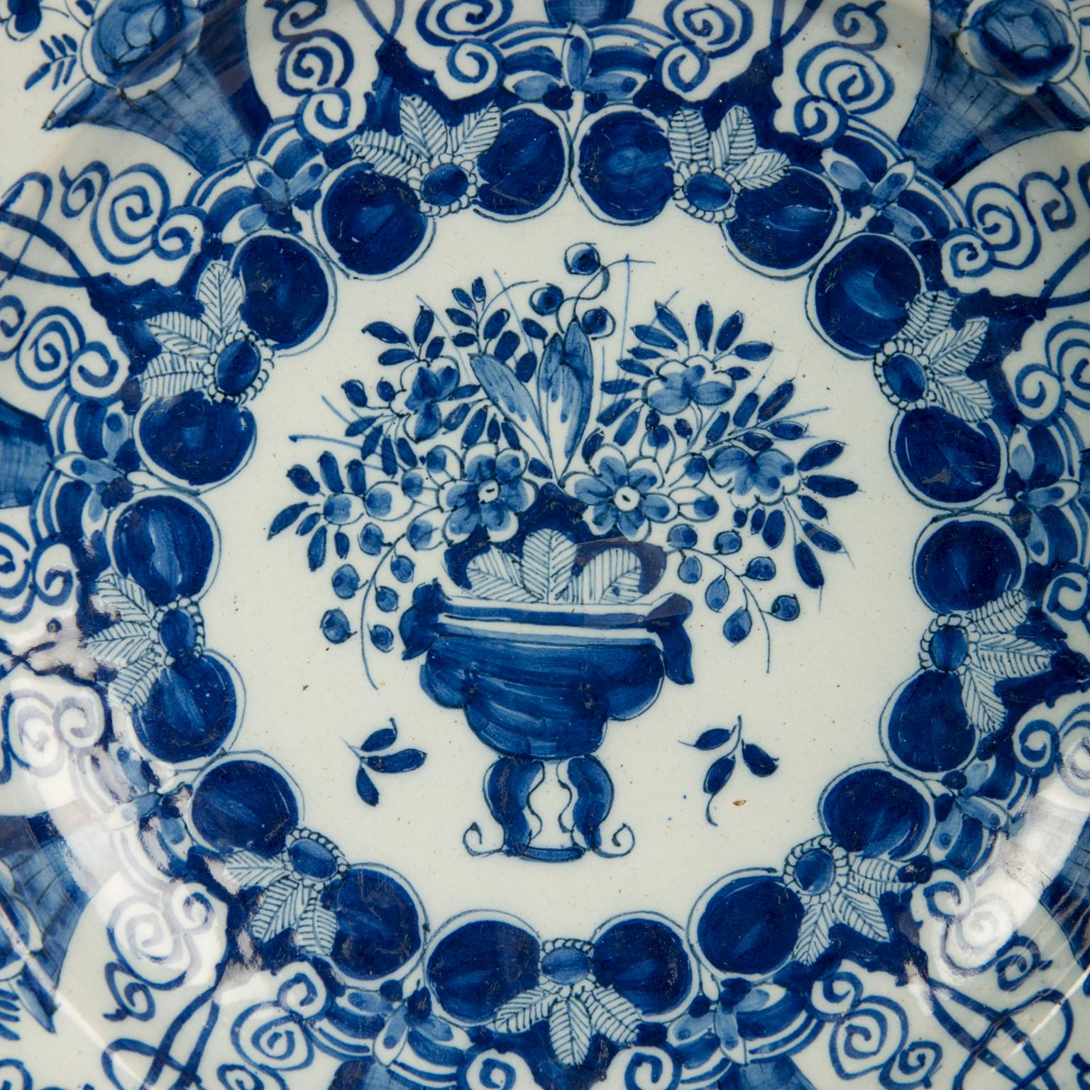 Pair of Large Blue and White Delft Chargers Made circa 1780 at 1stDibs