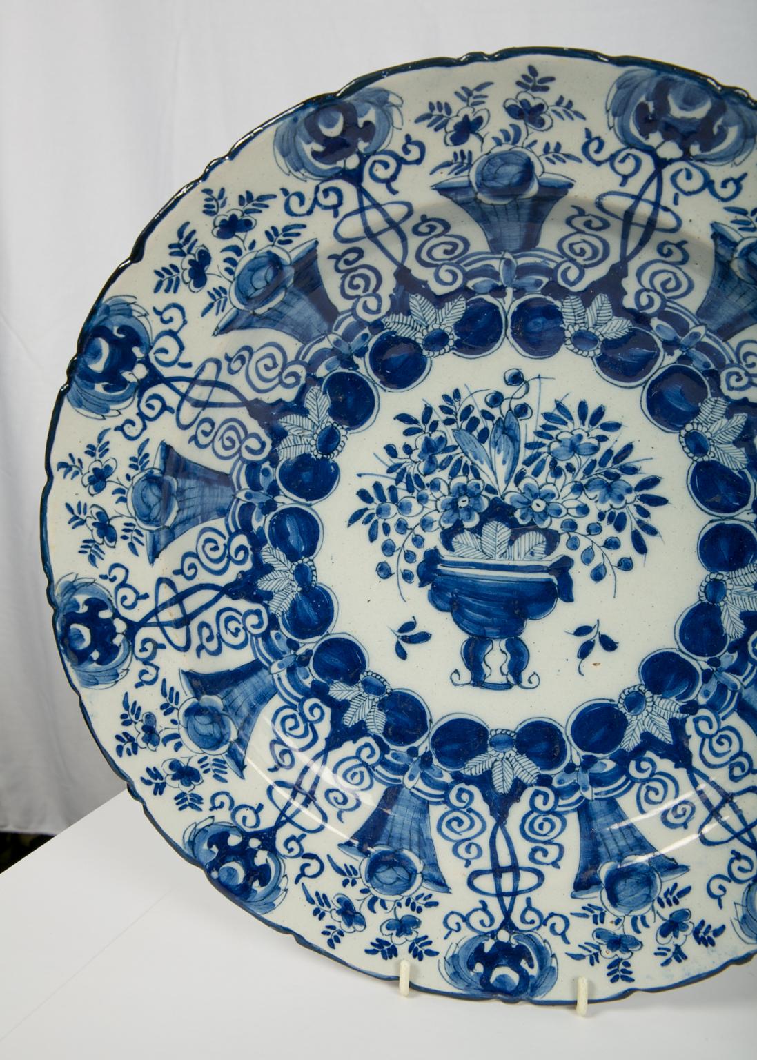 Pair of Large Blue and White Delft Chargers Made circa 1780 at 1stDibs