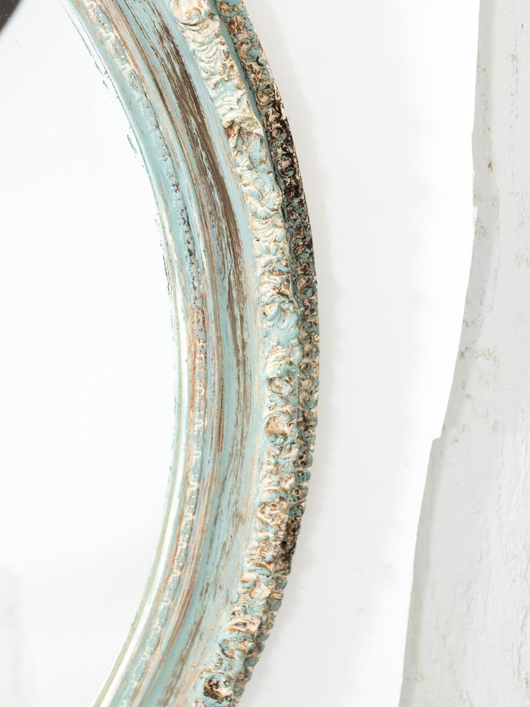 Pair of Large Blue Oval Mirrors at 1stDibs