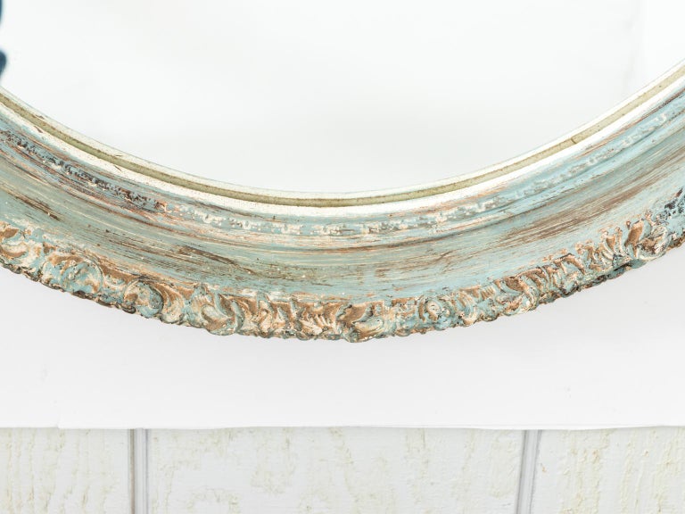 Pair of Large Blue Oval Mirrors at 1stDibs