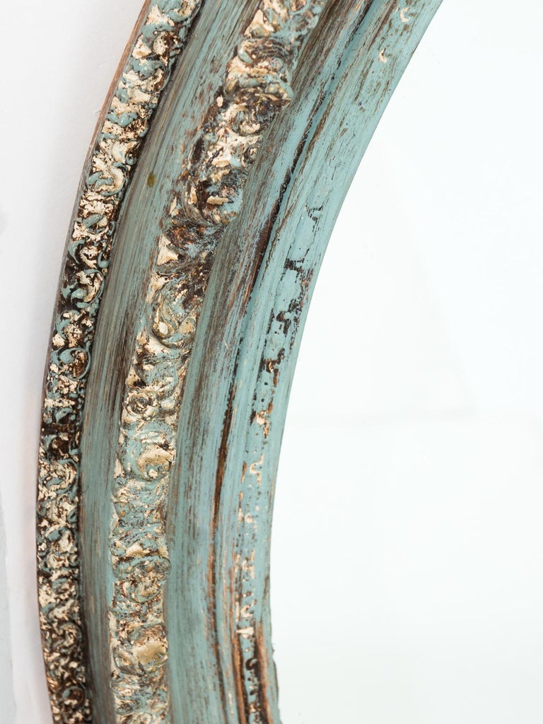 Pair of Large Blue Oval Mirrors at 1stDibs