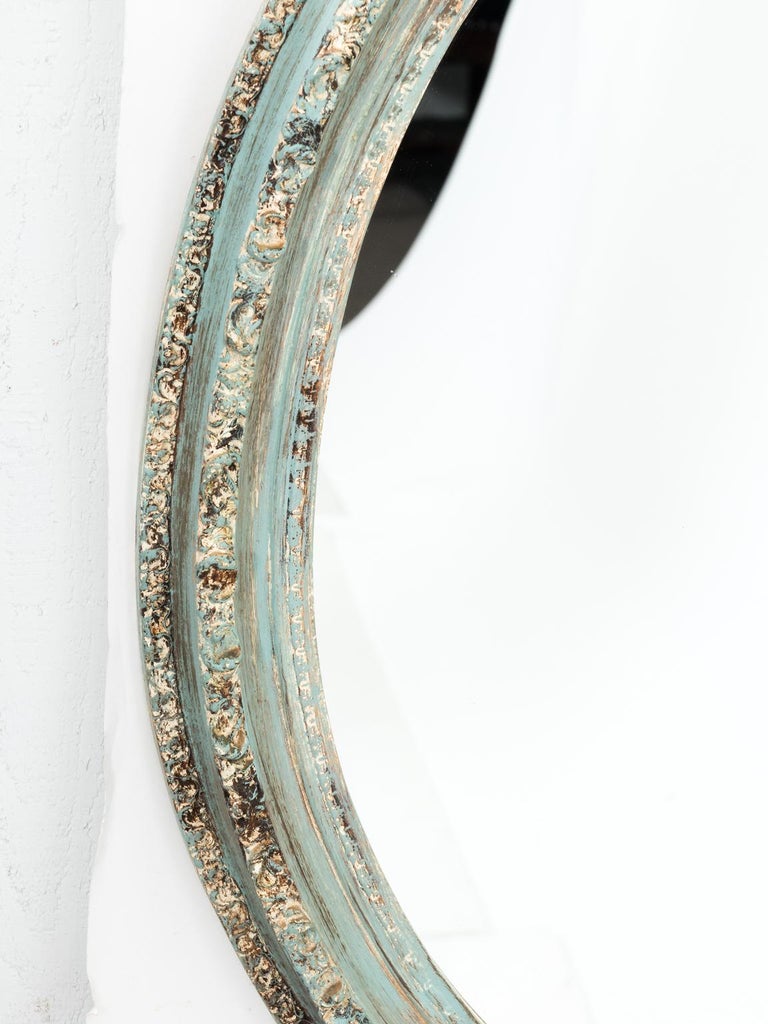 Pair of Large Blue Oval Mirrors at 1stDibs