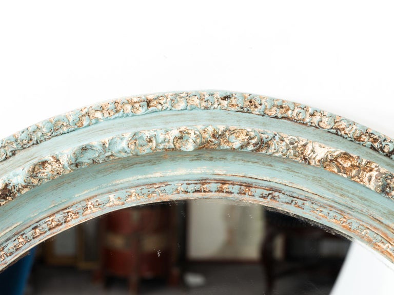Pair of Large Blue Oval Mirrors at 1stDibs