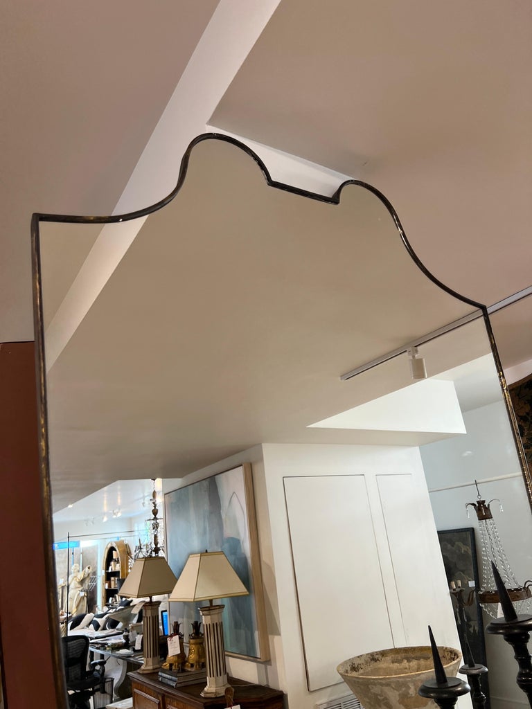 Pair of Large Brass Italian Shield Mirrors For Sale at 1stDibs