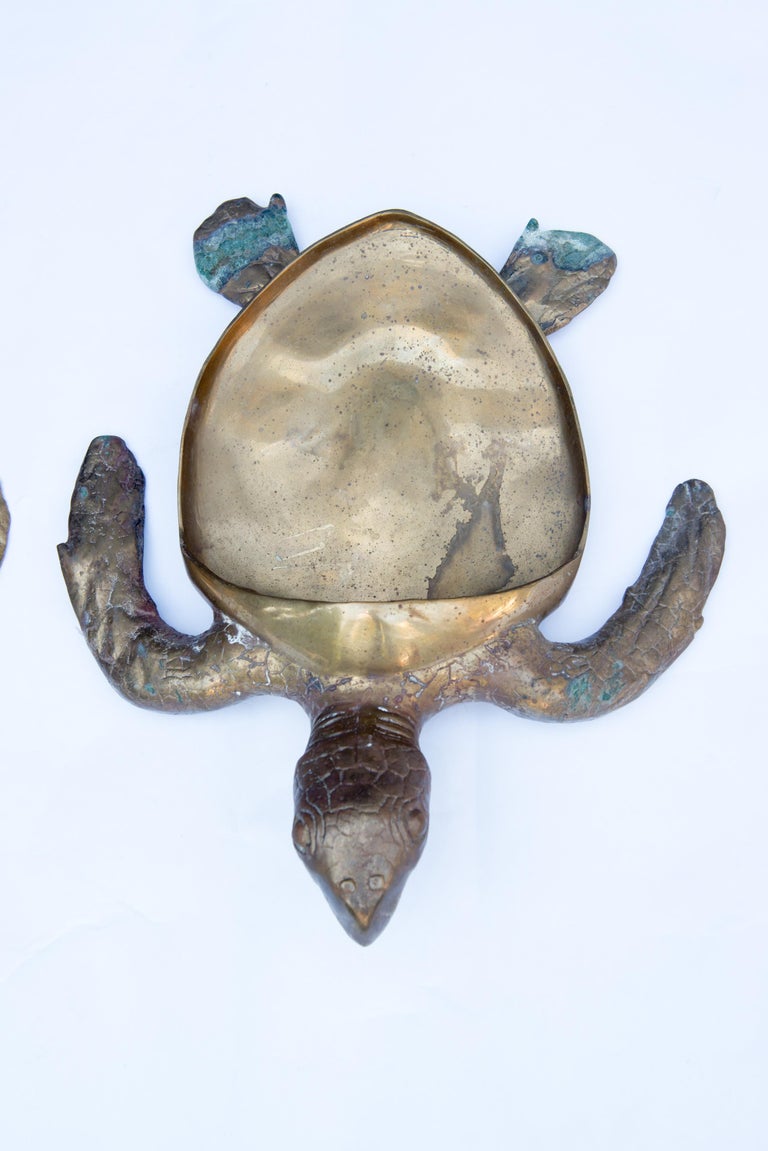Pair of Large Brass Turtles Planters or Platters For Sale at 1stDibs