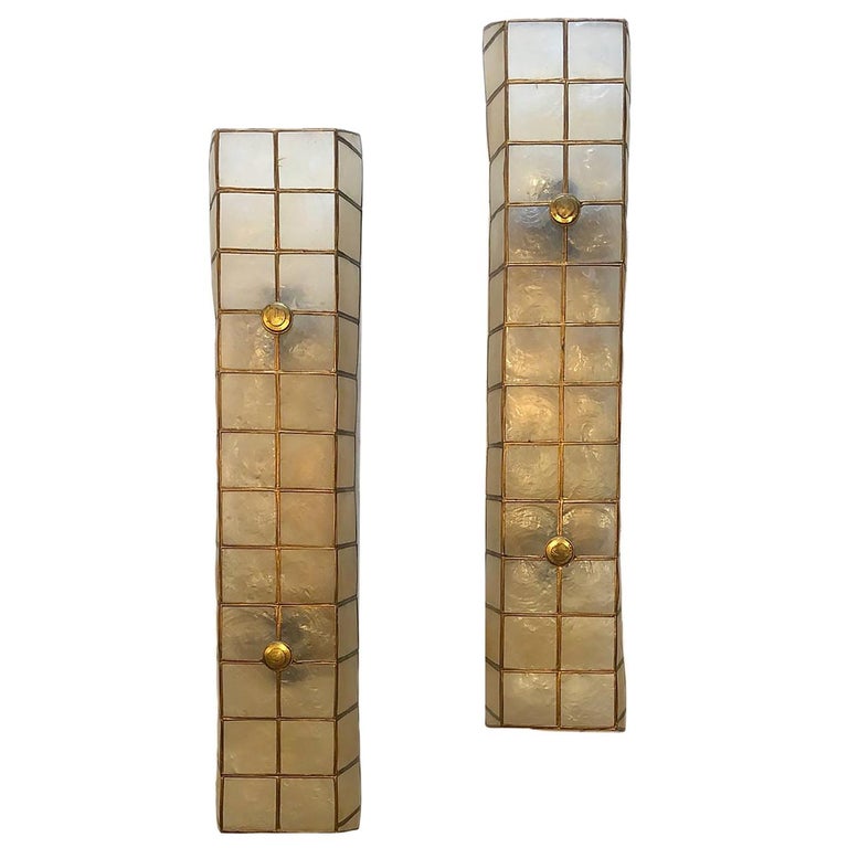 Pair of Large Capiz Sconces at 1stDibs