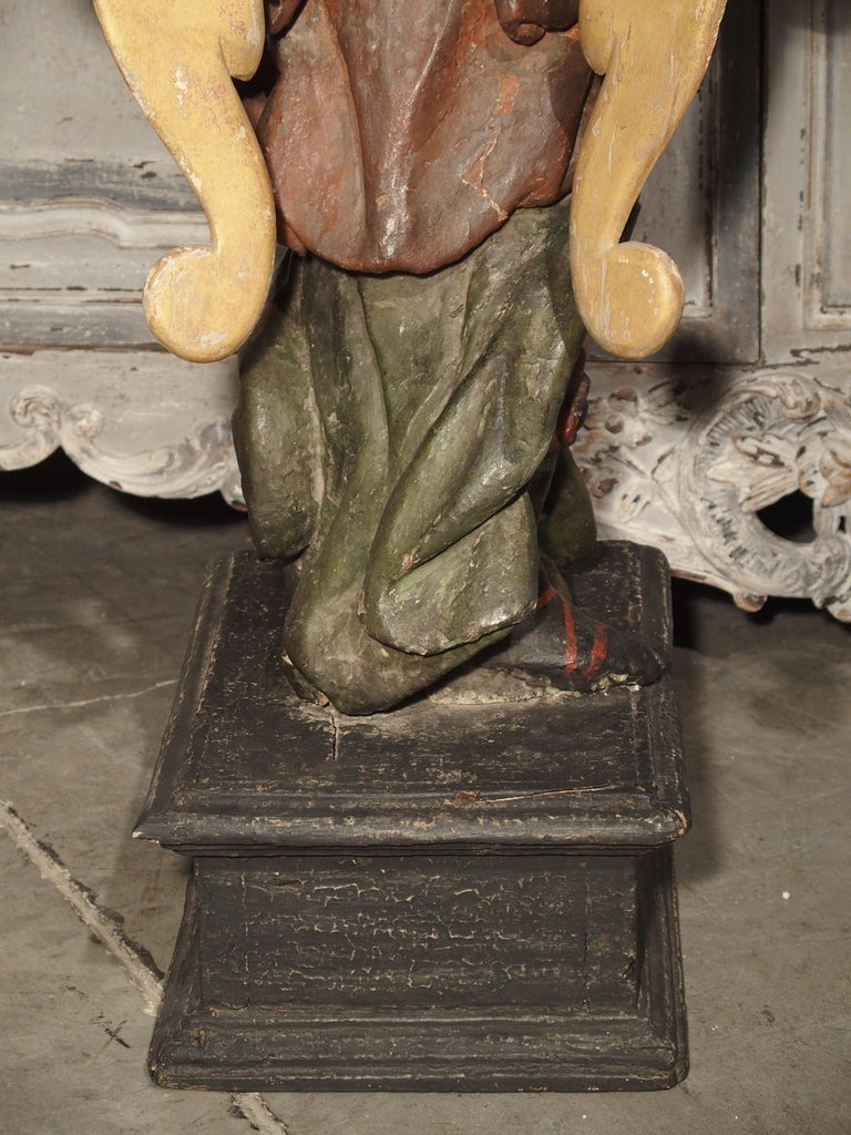 Pair of Large Carved and Painted 17th Century Angels from Italy at 1stDibs