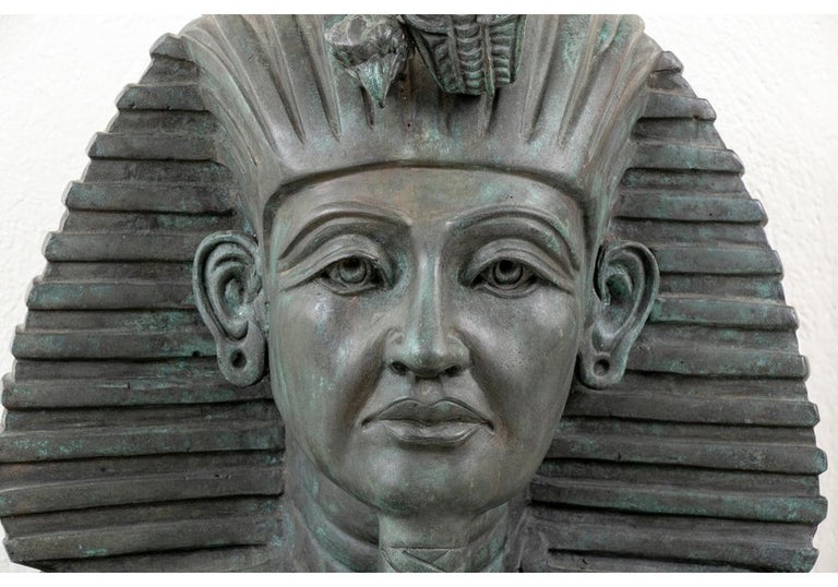 Pair of Large Cast Bronze Busts of Egyptian Pharaohs at 1stDibs