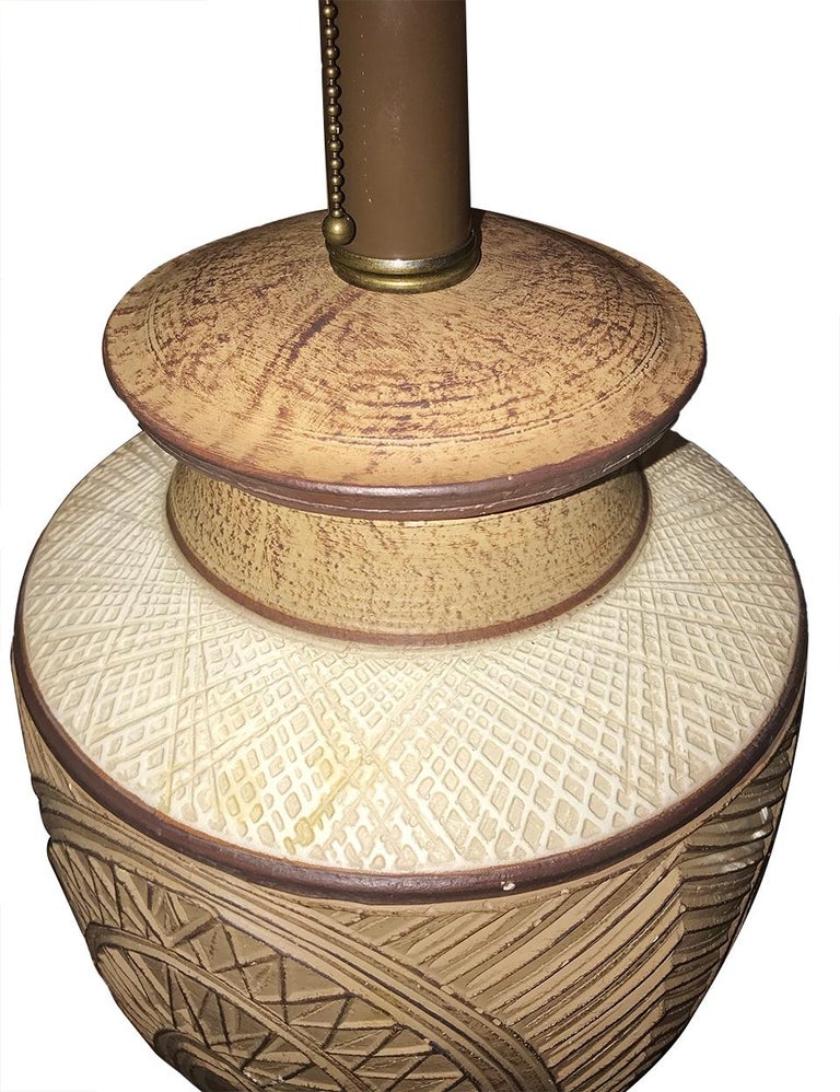 Pair of Large Ceramic Cream Colored Lamps For Sale at 1stDibs