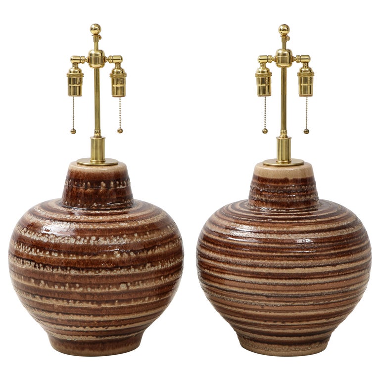 Pair of Large Ceramic Lamps at 1stDibs