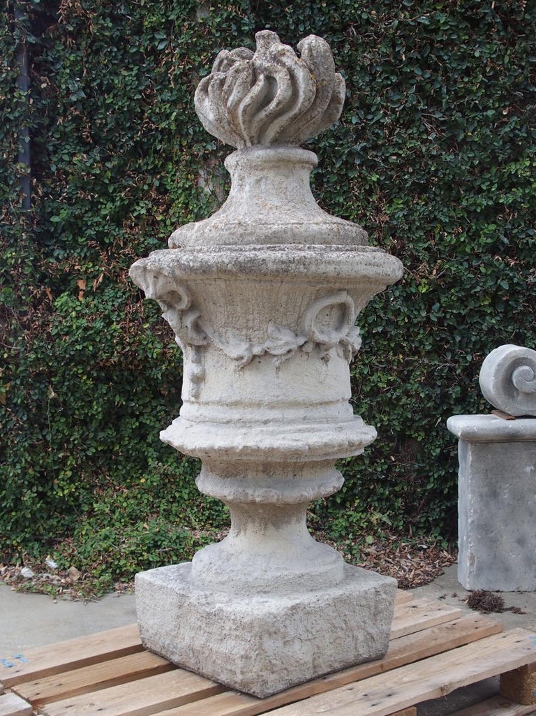 Pair of Large Chateau Size Cast Stone ‘Pots A Feu’ from France at 1stDibs