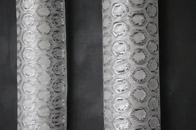 Pair of Large Clear and White Textured Murano Glass Wall Sconces, Wall ...