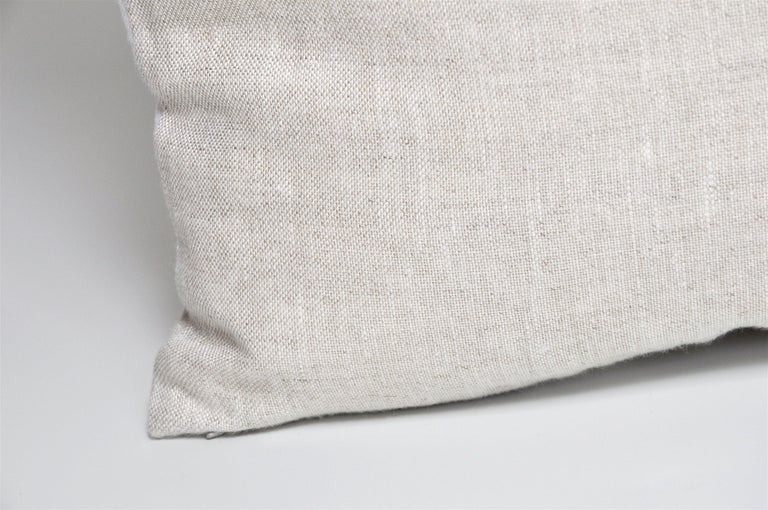 Pair of Large Contemporary Natural Irish Linen Pillow with Vintage ...
