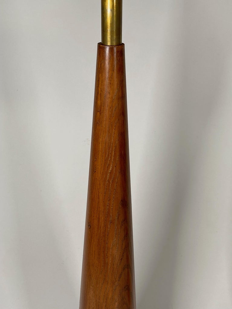 Pair of Large Custom Made Reverse Taper Turned Wood Floor Lamps at 1stDibs