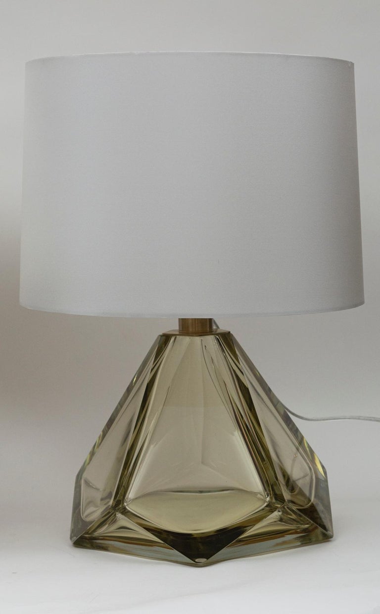 Pair of Large Diamond Faceted Citrine Lamps, Contemporary For Sale at ...