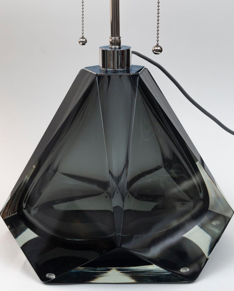 Pair of Large Diamond Gem Faceted Grey Lamps, Contemporary For Sale at ...