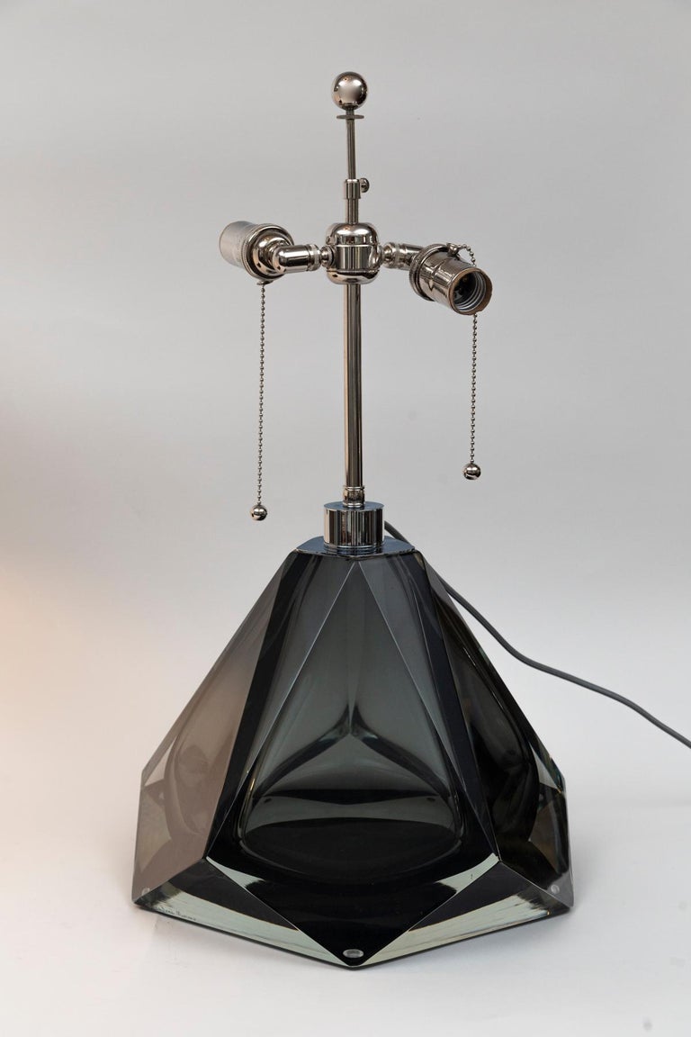 Pair of Large Diamond Gem Faceted Grey Lamps, Contemporary For Sale at ...