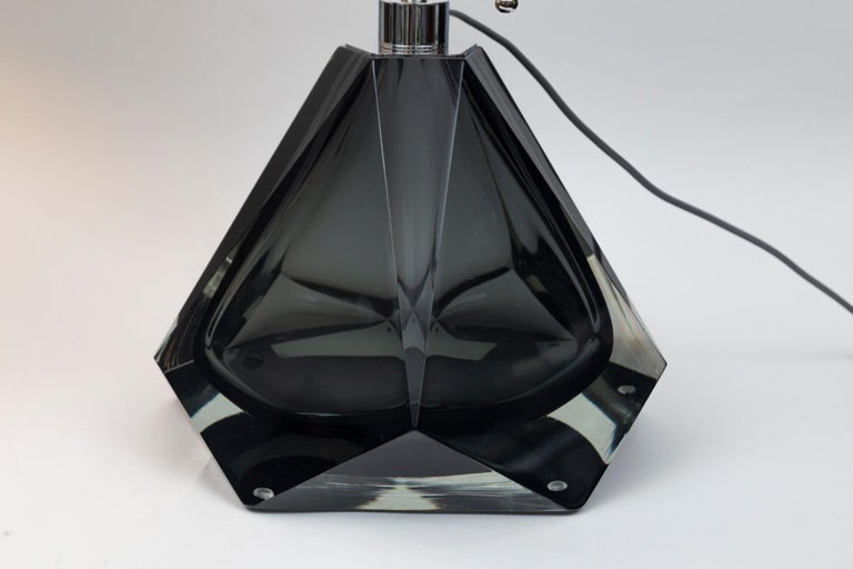 Pair of Large Diamond Gem Faceted Grey Lamps, Contemporary For Sale at ...