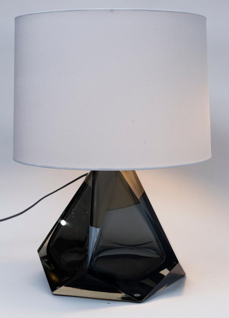 Pair of Large Diamond Gem Faceted Grey Lamps, Contemporary For Sale at ...