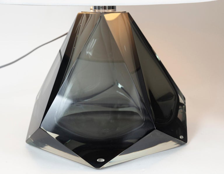 Pair of Large Diamond Gem Faceted Grey Lamps, Contemporary For Sale at ...