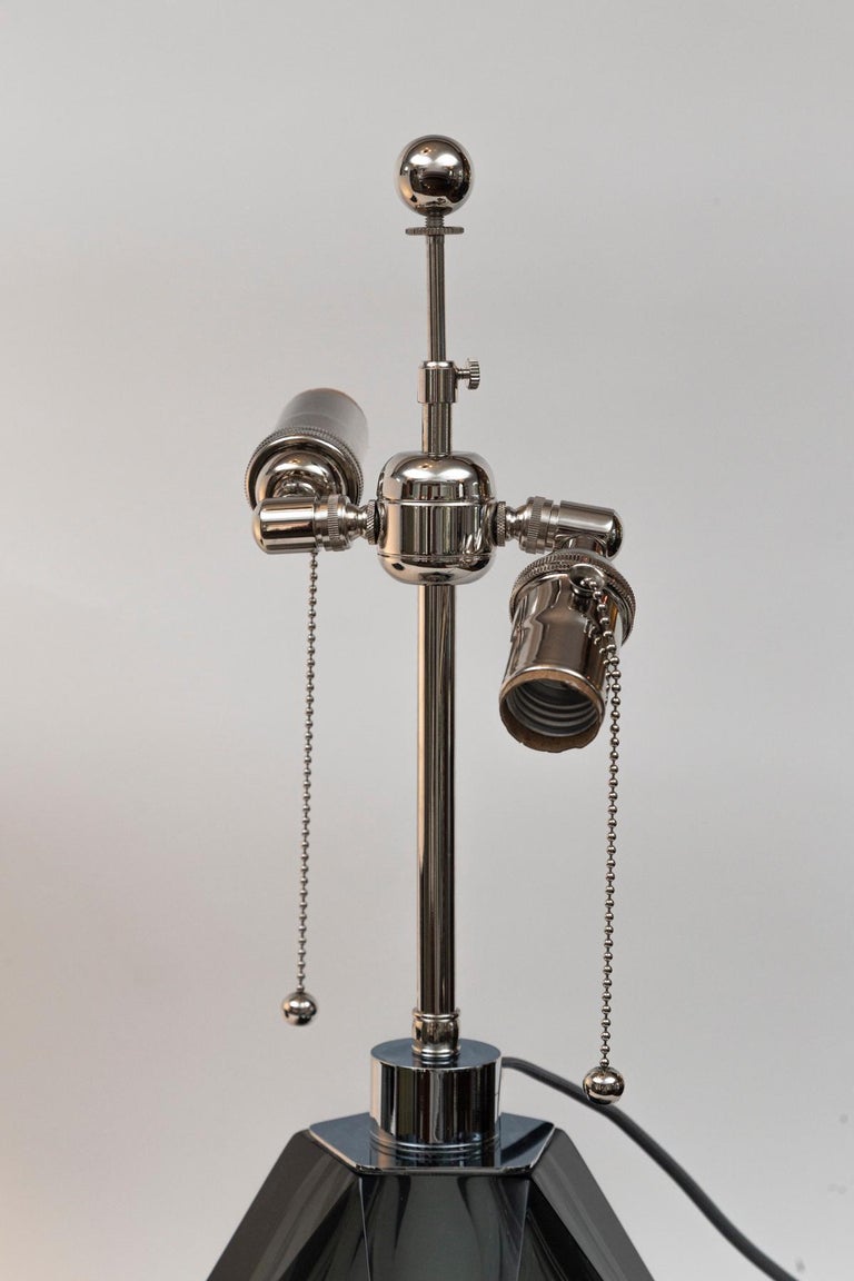 Pair of Large Diamond Gem Faceted Grey Lamps, Contemporary For Sale at ...