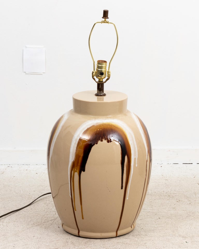 Pair of Large Drip Glazed Table Lamps For Sale at 1stDibs