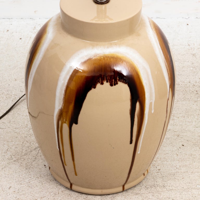 Pair of Large Drip Glazed Table Lamps For Sale at 1stDibs