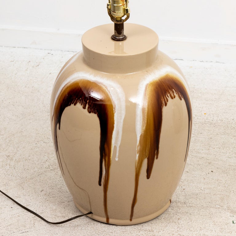 Pair of Large Drip Glazed Table Lamps For Sale at 1stDibs