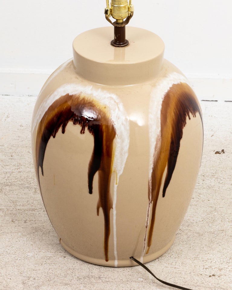 Pair of Large Drip Glazed Table Lamps For Sale at 1stDibs