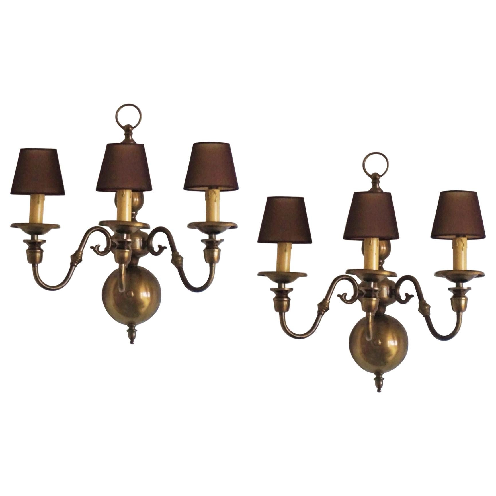 Large Wind Instrument Brass Wall Sconce French Horn, Saxophone at 1stDibs