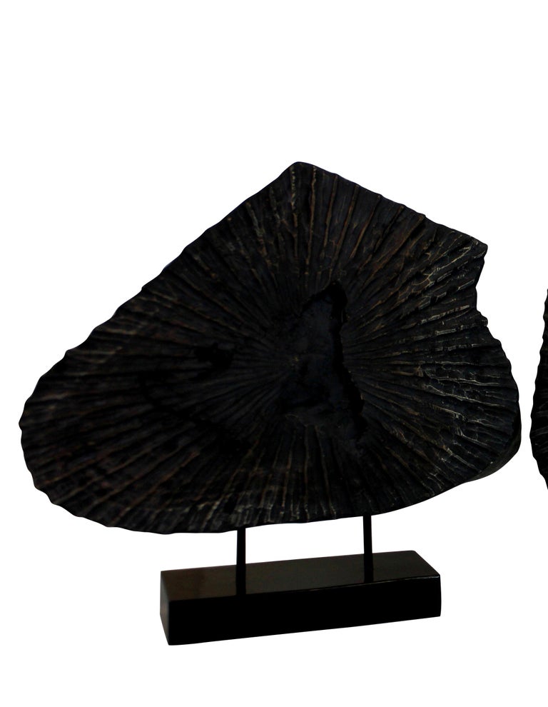 Pair of Large Ebonized Tree Trunk Sculptures For Sale at 1stDibs