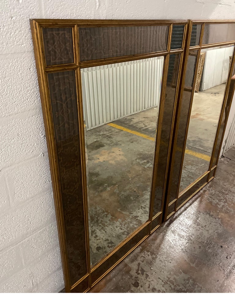 Pair of Large Eglomise Mirrors by Theodore Alexander at 1stDibs