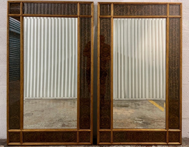 Pair of Large Eglomise Mirrors by Theodore Alexander at 1stDibs
