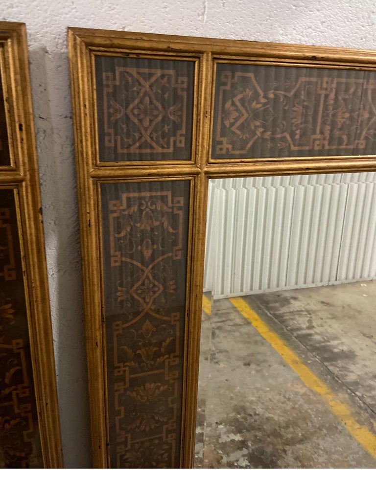 Pair of Large Eglomise Mirrors by Theodore Alexander at 1stDibs