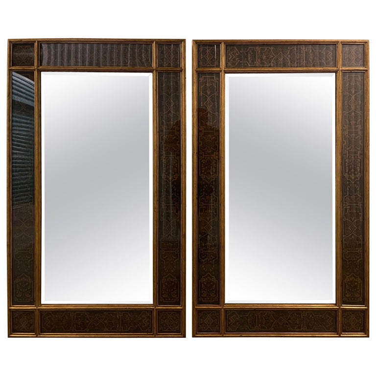 Pair of Large Eglomise Mirrors by Theodore Alexander at 1stDibs