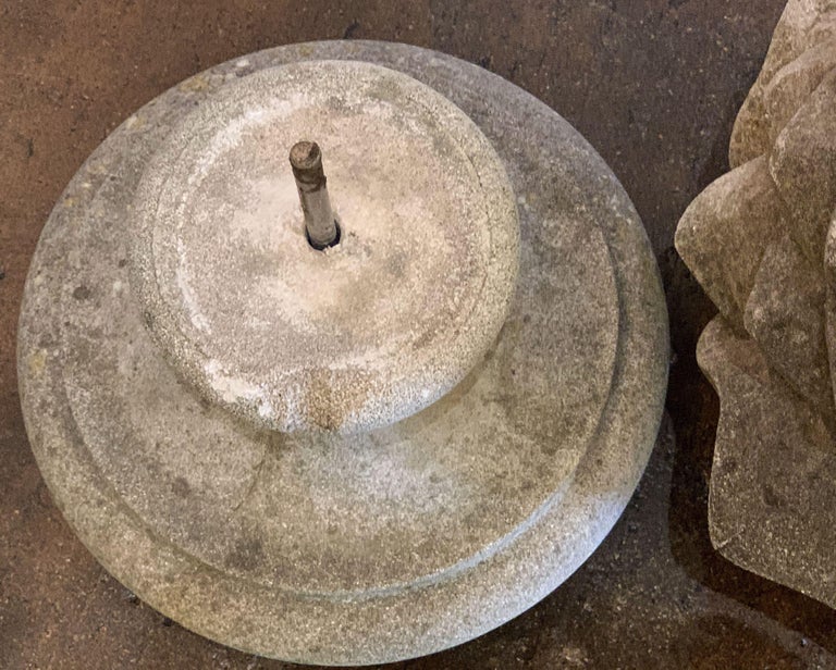 Pair of Large English Garden Stone Finials at 1stDibs