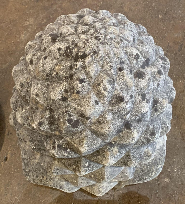 Pair of Large English Garden Stone Finials at 1stDibs