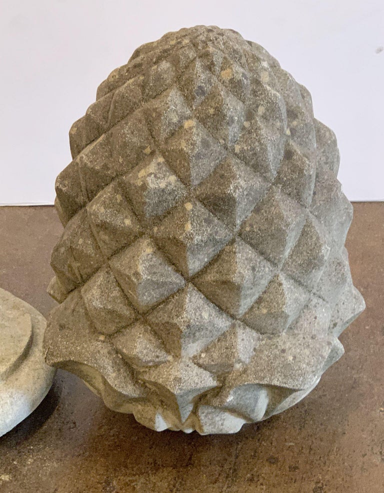 Pair of Large English Garden Stone Finials at 1stDibs