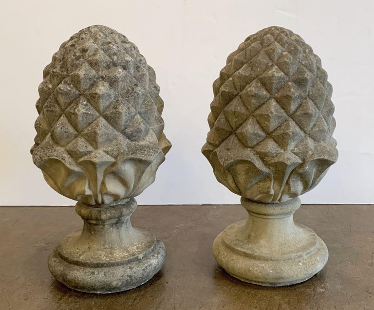 Pair of Large English Garden Stone Finials at 1stDibs