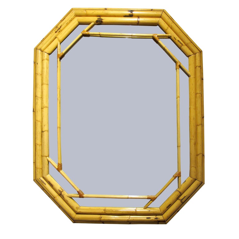 Pair of Large French 1970s Hexagonal Geometric Bamboo Framed Wall ...