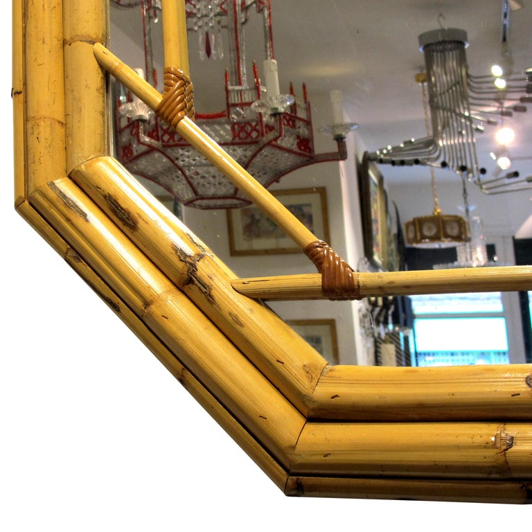 Pair of Large French 1970s Hexagonal Geometric Bamboo Framed Wall ...