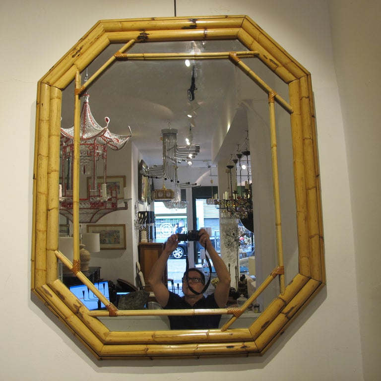Pair of Large French 1970s Hexagonal Geometric Bamboo Framed Wall ...