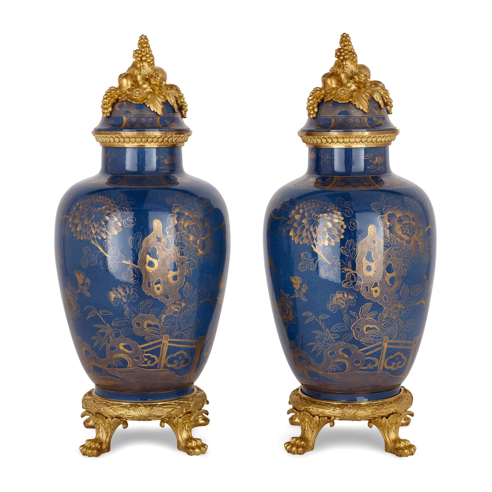 Large Pair of Antique Ormolu Mounted Samson Porcelain Vases For Sale at ...