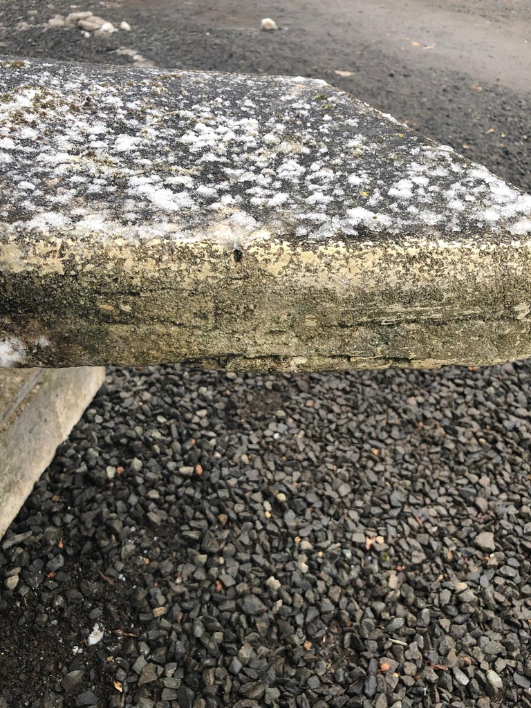 Pair of Large French Curved Cast Stone Benches with Exceptional Patina ...